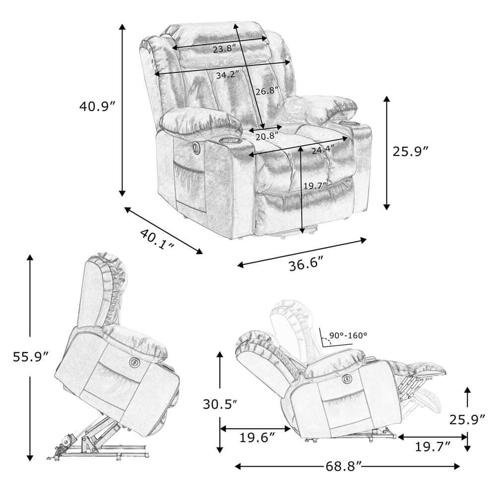 Large Recliner Diagrams Black Manual Recliner Mechanism Zero Wall MH